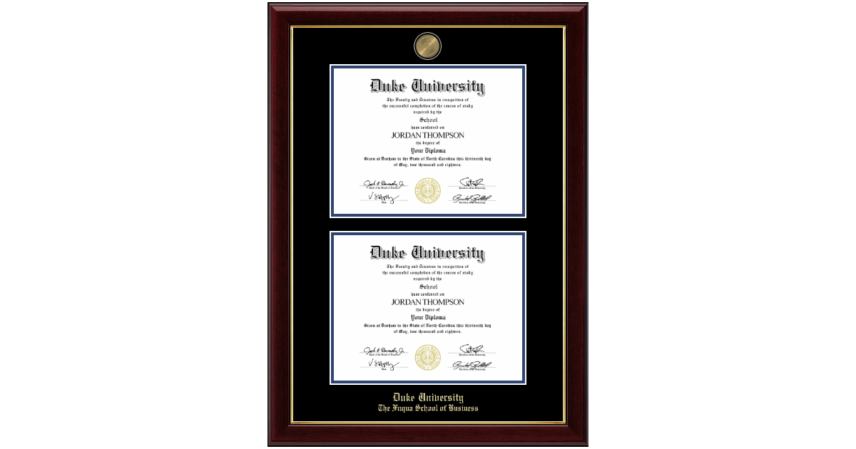 Double Masterpiece Diploma Frame in Gallery Duke University - Item ...