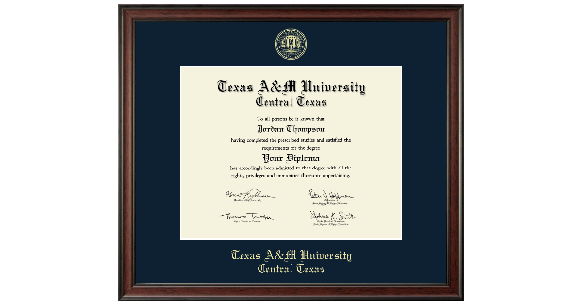 Gold Embossed Diploma Frame in Studio Texas A&M University Central ...