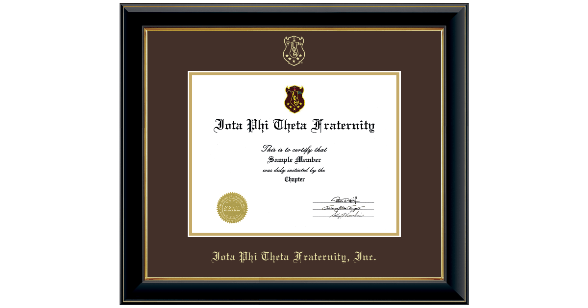 Gold Embossed Certificate Frame in Onyx Gold Iota Phi Theta - Item #443806