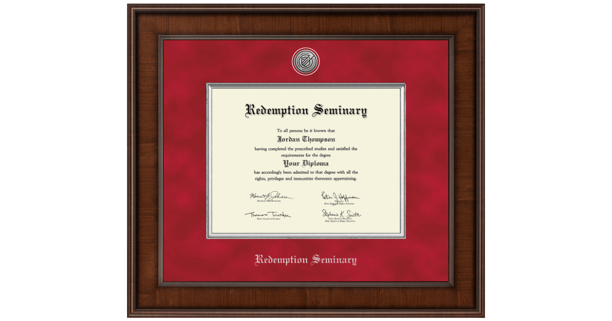 Redemption Seminary Diploma Frame | Church Hill Classics