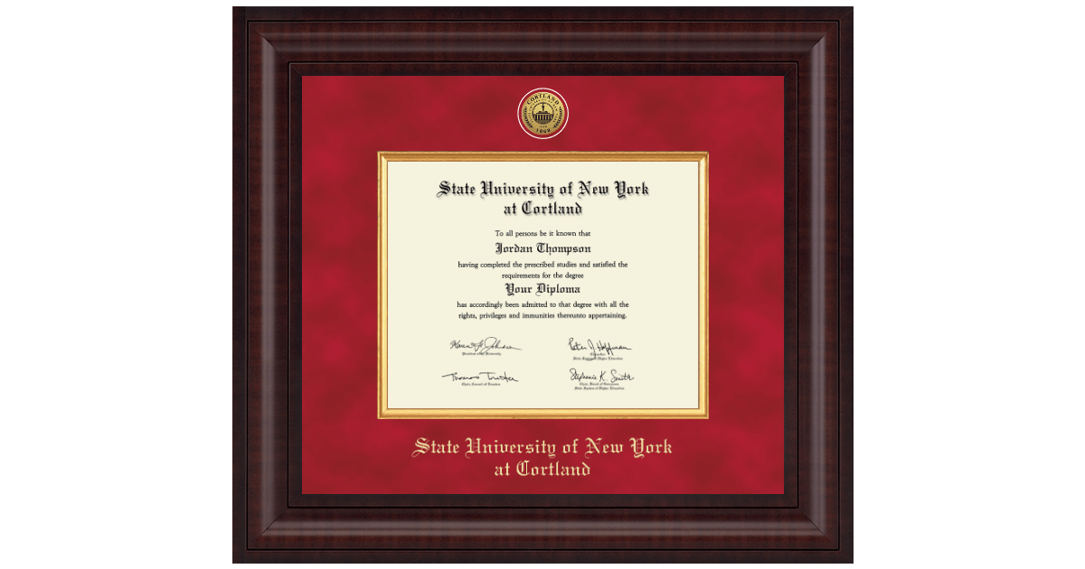 Presidential Gold Engraved Diploma Frame in Premier State University of New York Cortland - Item ...