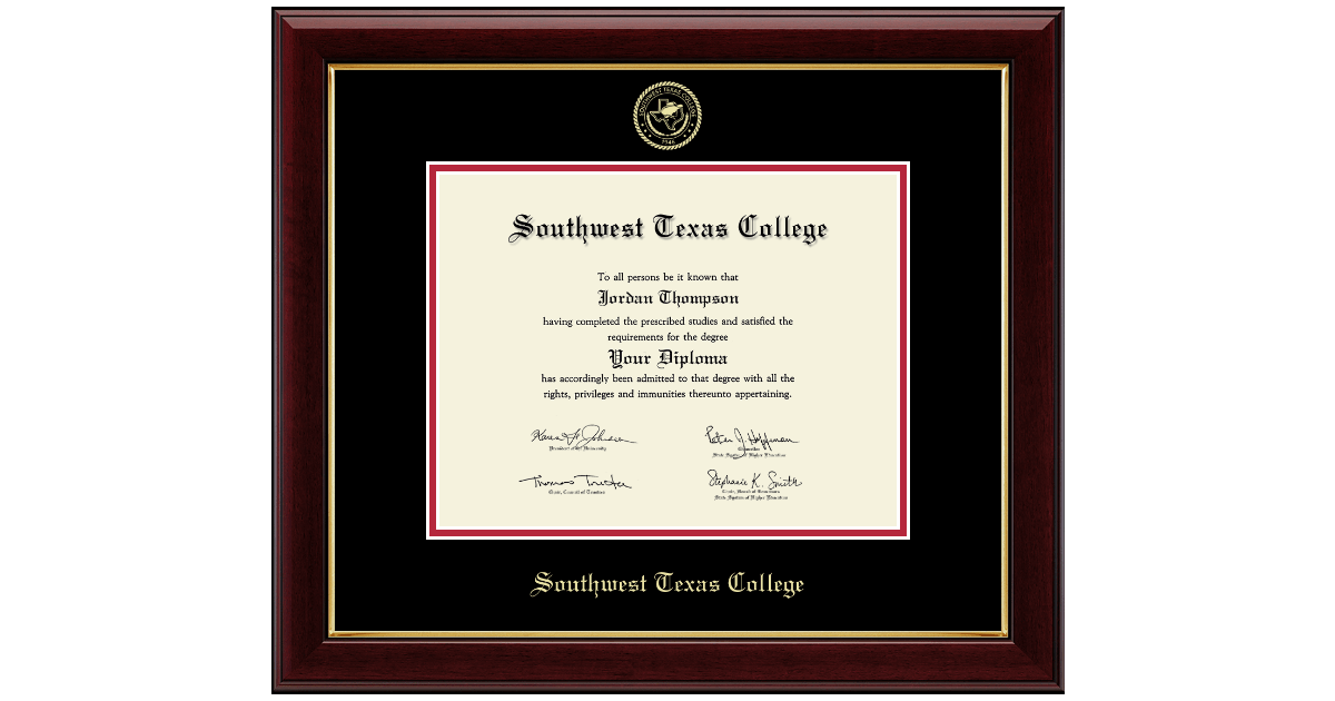 Gold Embossed Diploma Frame in Gallery Southwest Texas College - Item ...