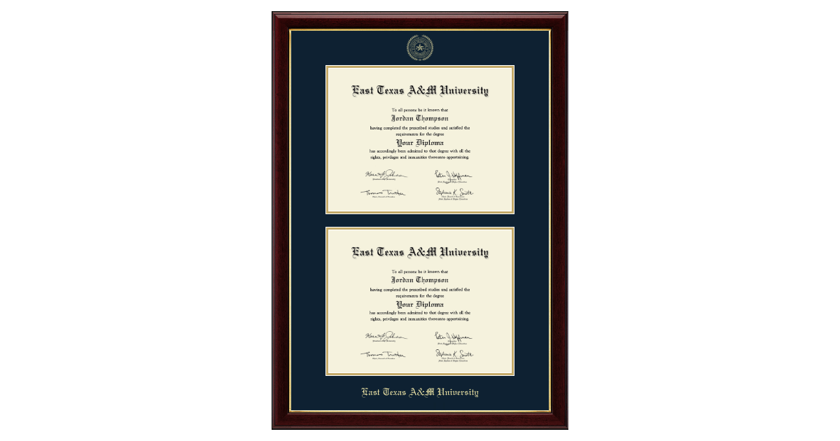 Double Diploma Frame in Gallery East Texas A&M University - Item ...