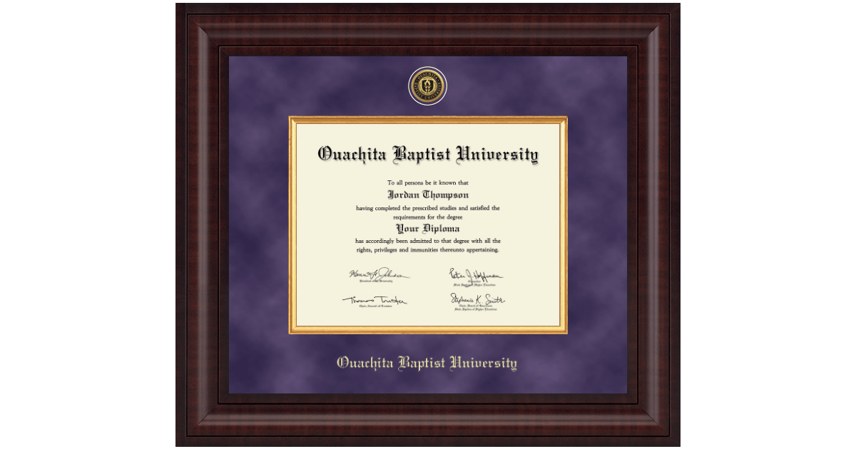 Presidential Gold Engraved Diploma Frame in Premier Ouachita Baptist ...