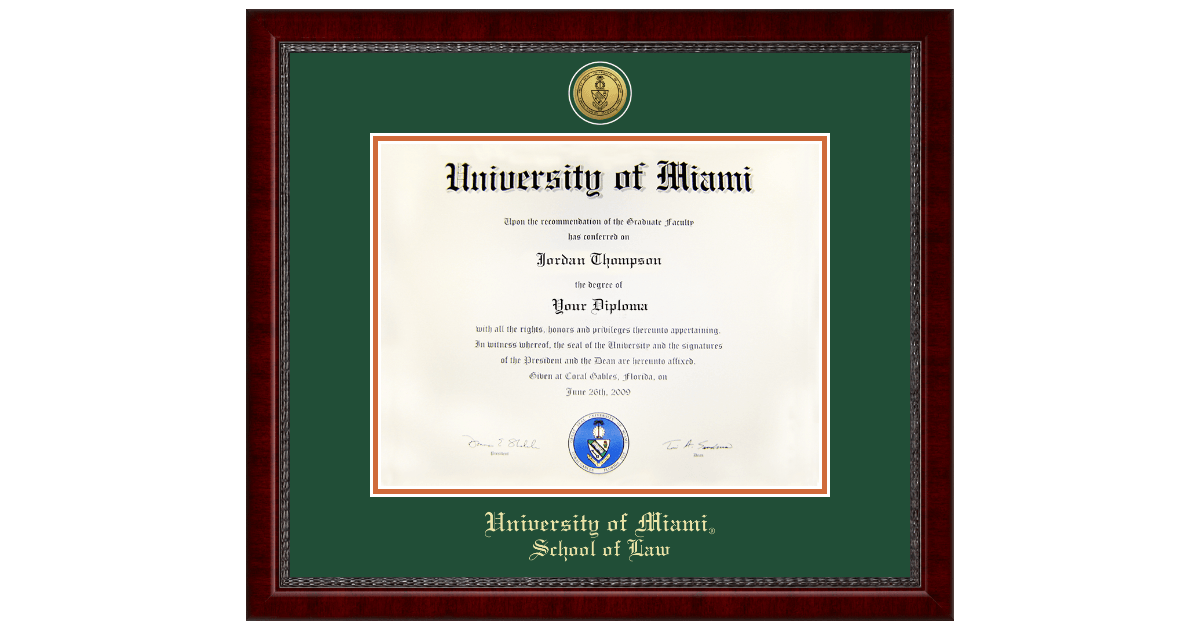 Gold Engraved Medallion Diploma Frame in Sutton University of Miami ...