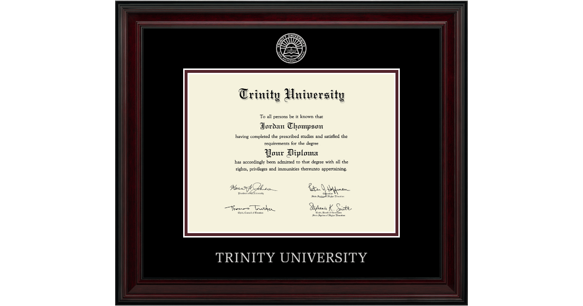 Silver Embossed Diploma Frame in Encore Trinity University - Item #448111
