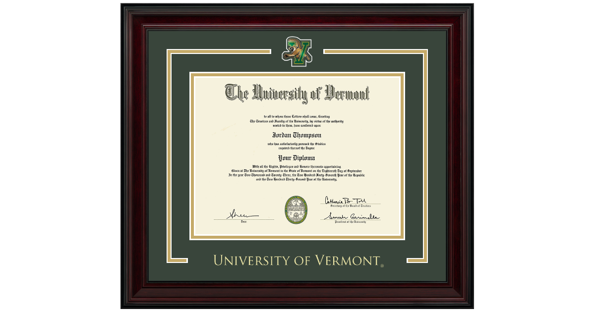 Spirit Medallion Diploma Frame in Encore The University of Vermont ...