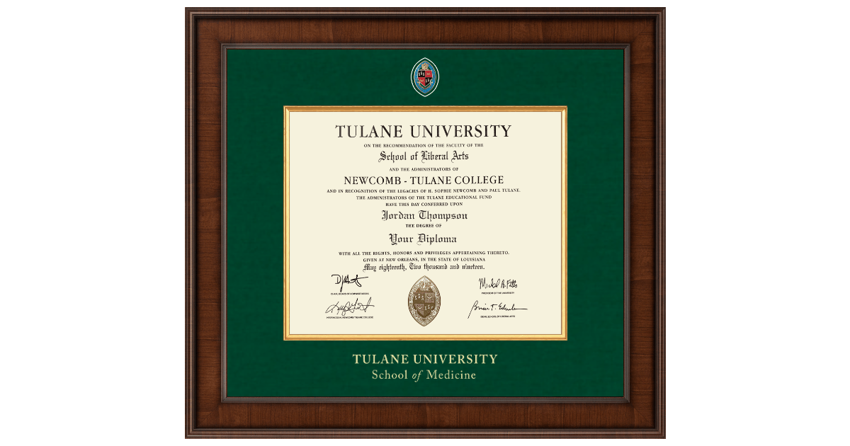 Tulane School of Medicine Diploma Frames | Church Hill Classics