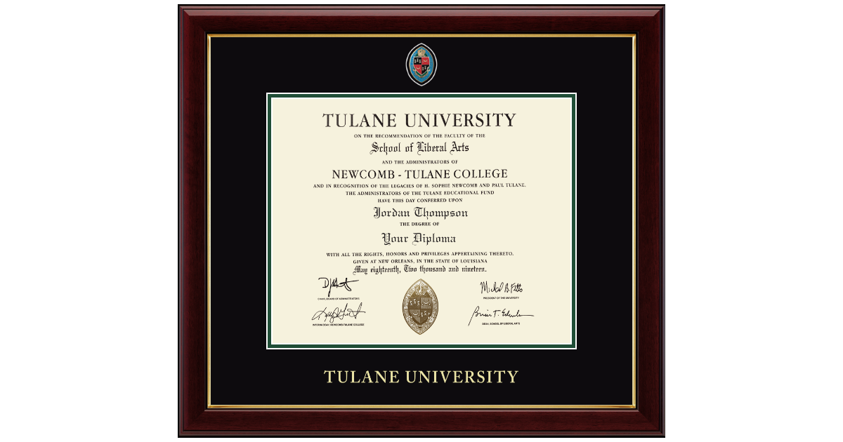 Masters/PhD- Seal Masterpiece Medallion Diploma Frame in Gallery Tulane ...