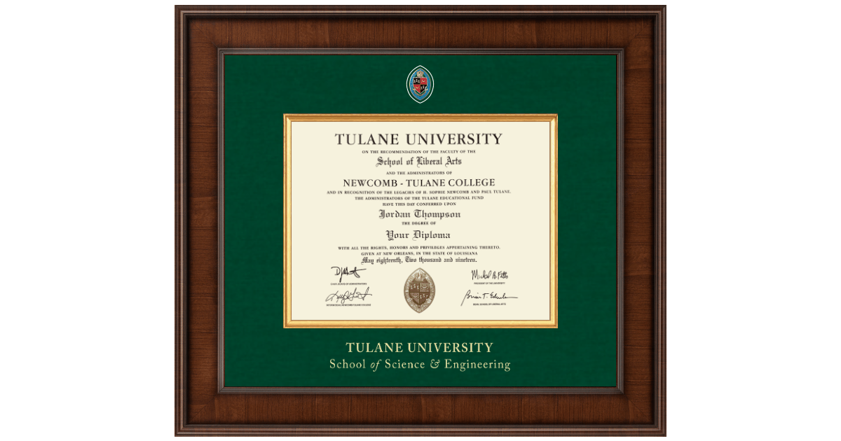 Presidential Masterpiece Diploma Frame in Madison Tulane University ...