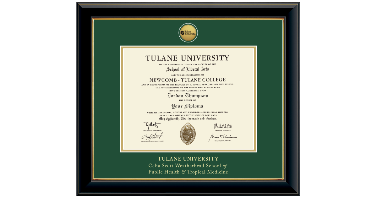 Shield Gold Engraved Medallion Diploma Frame in Onyx Gold Tulane ...