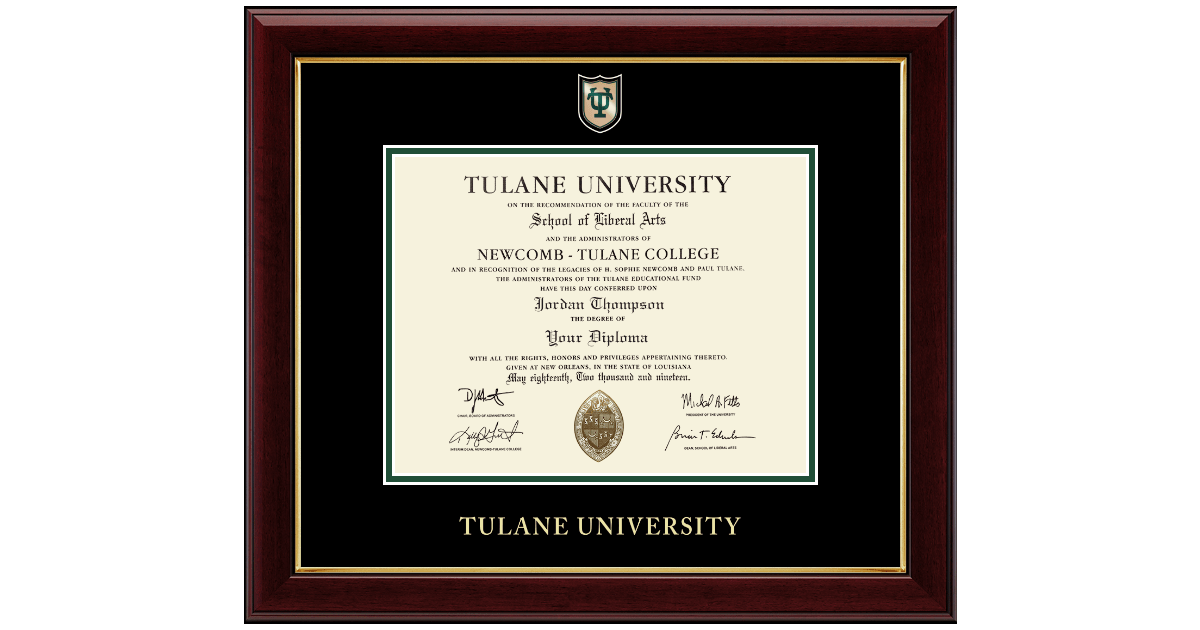 Shield Masterpiece Medallion Diploma Frame in Gallery Tulane University ...