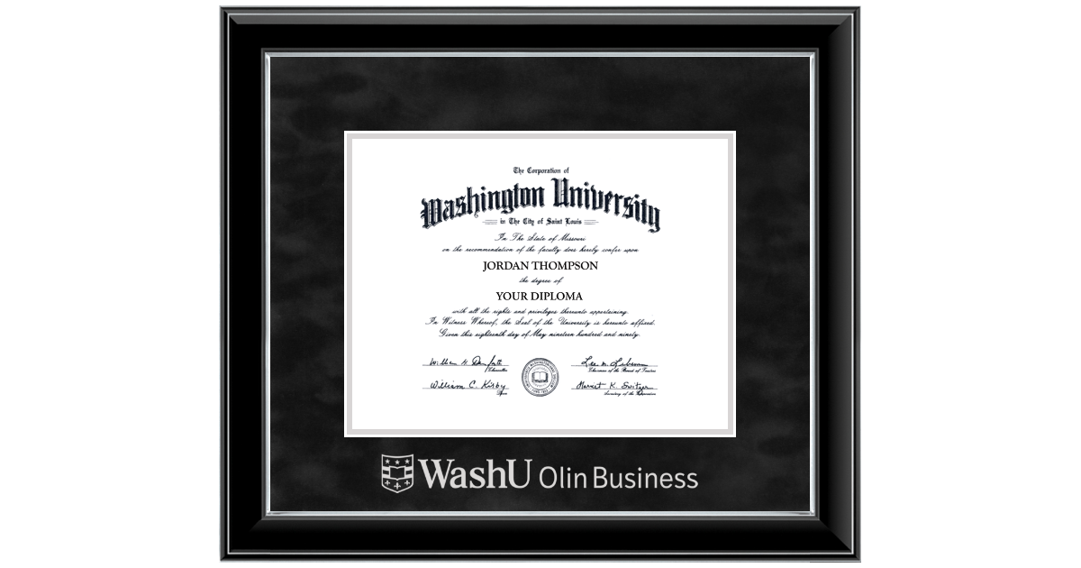 Silver Embossed Diploma Frame in Onyx Silver Washington University in St. Louis - Item #449375 ...