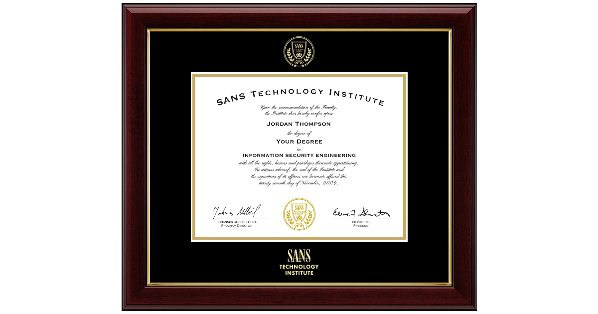 Gold Embossed Diploma Frame in Gallery SANS Technology Institute - Item ...