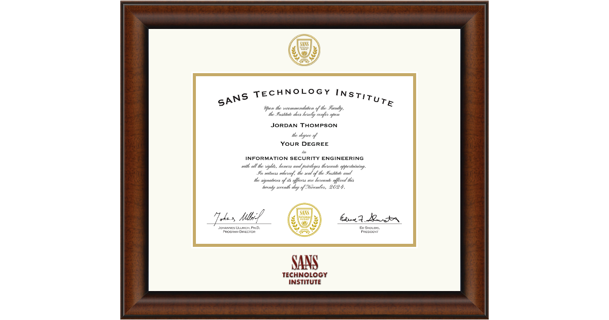 Dimensions Diploma Frame in Austin SANS Technology Institute - Item ...