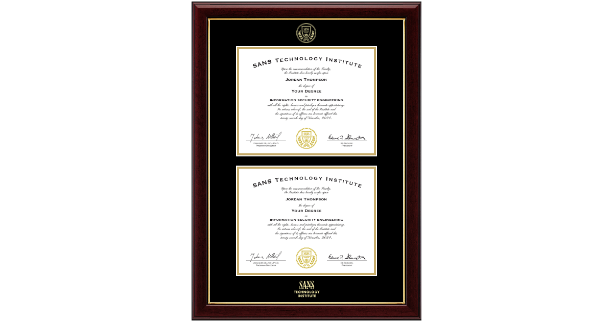 Double Diploma Frame in Gallery SANS Technology Institute - Item ...