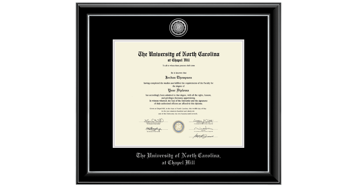 Siver Engraved Medallion Diploma Frame in Onyx Silver University of ...