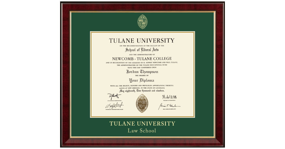 PhD- Gold Embossed Diploma Frame in Murano Tulane University - Item ...