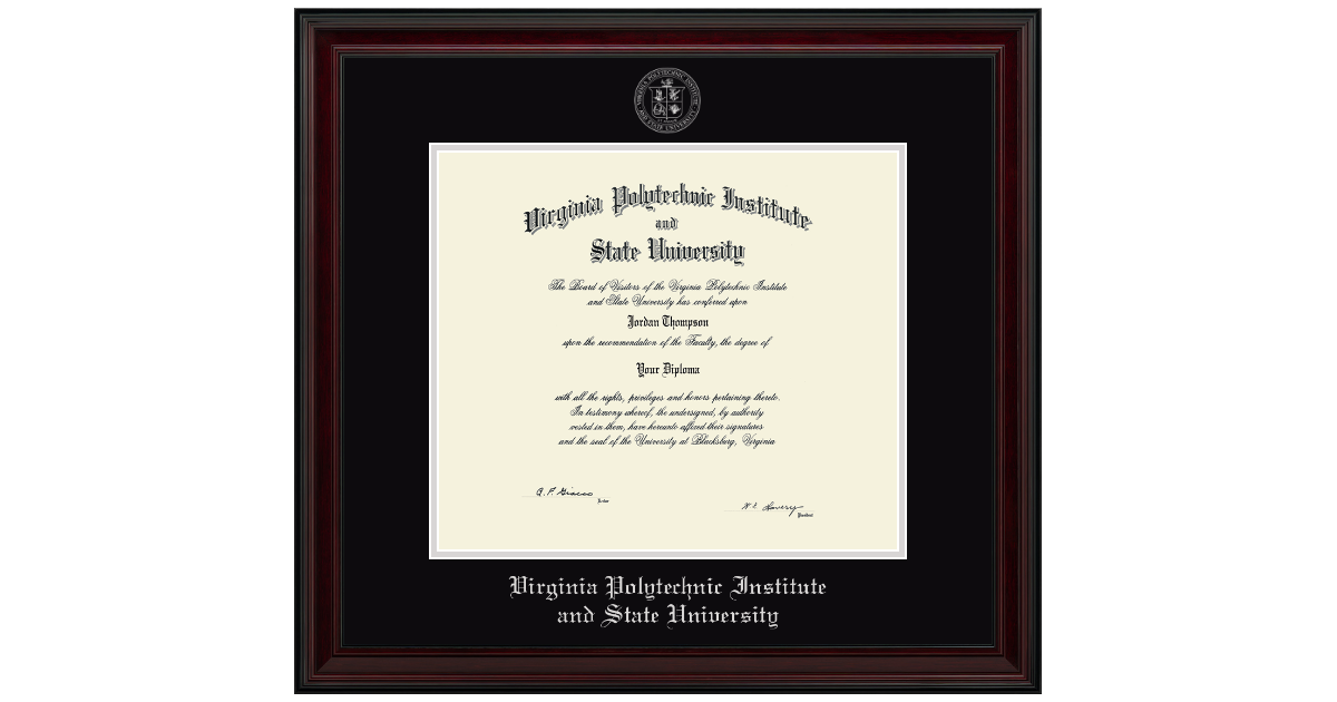 Silver Embossed Diploma Frame in Encore Virginia Tech - Item #451198 ...