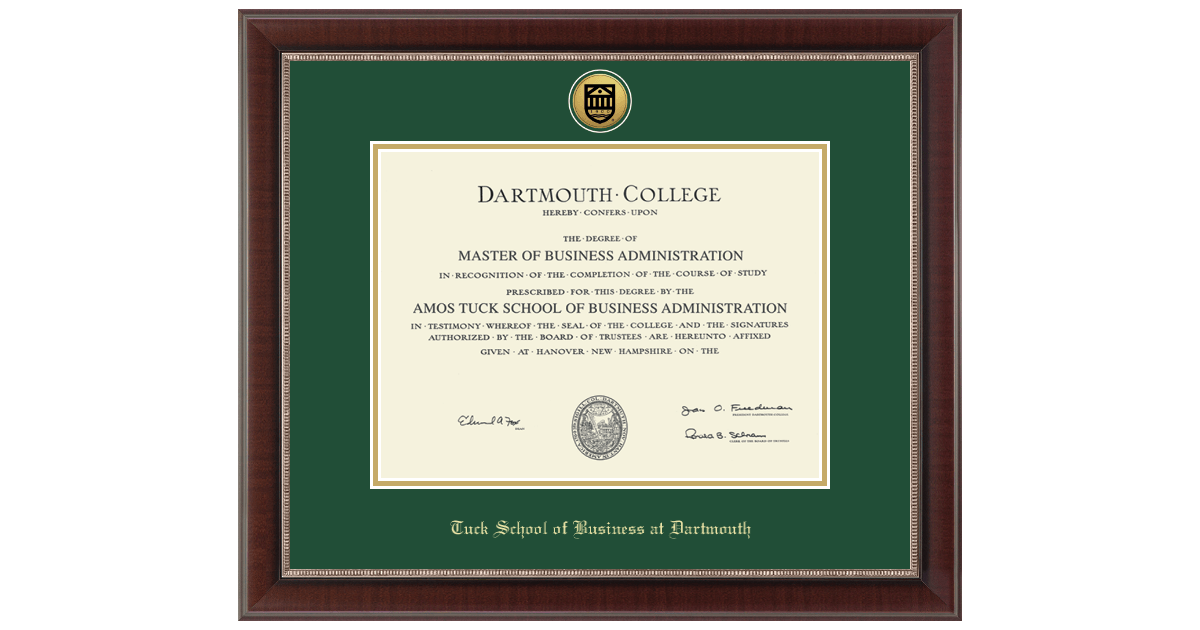 Gold Engraved Medallion Diploma Frame in Chateau Dartmouth College ...