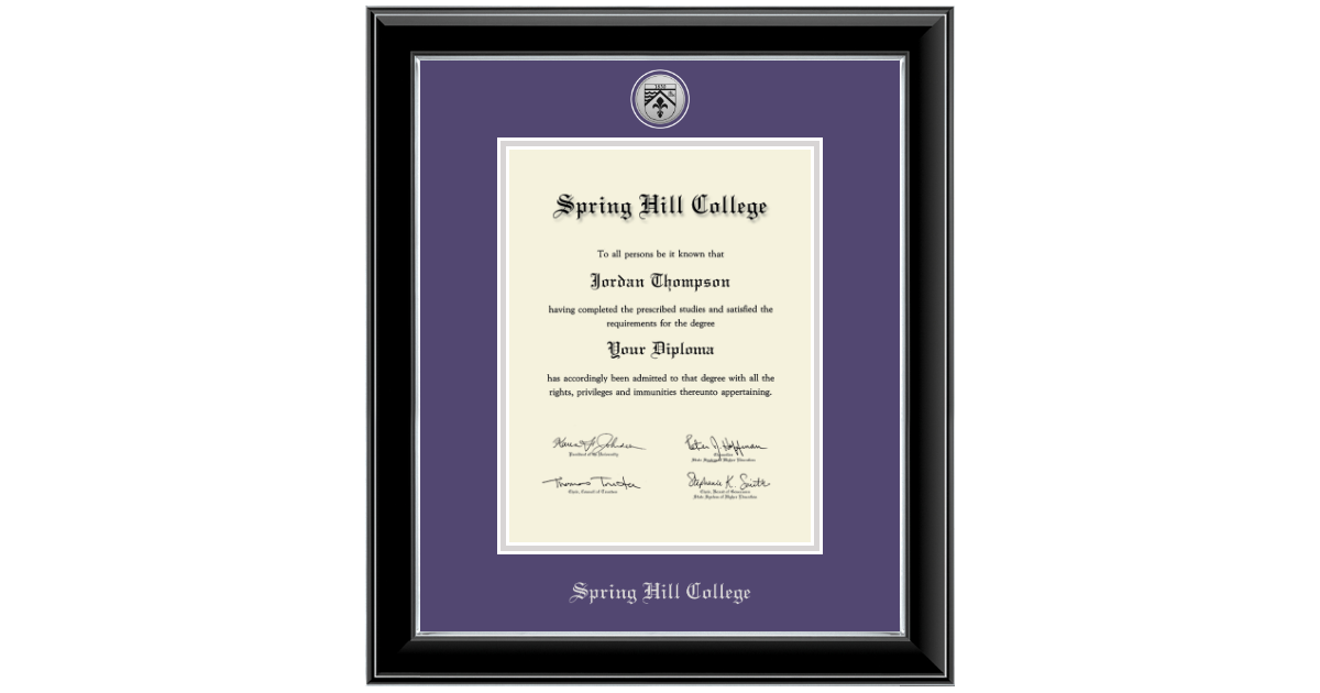 Silver Engraved Medallion Diploma Frame in Onyx Silver Spring Hill ...