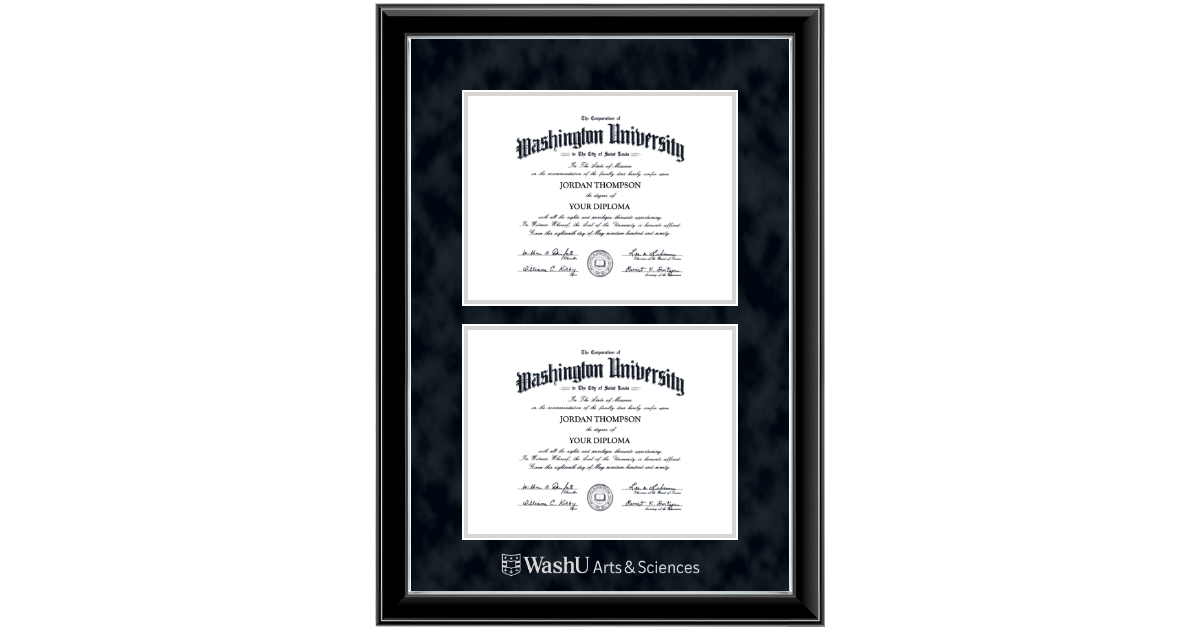 Double Diploma Frame in Onyx Silver Washington University in St. Louis ...
