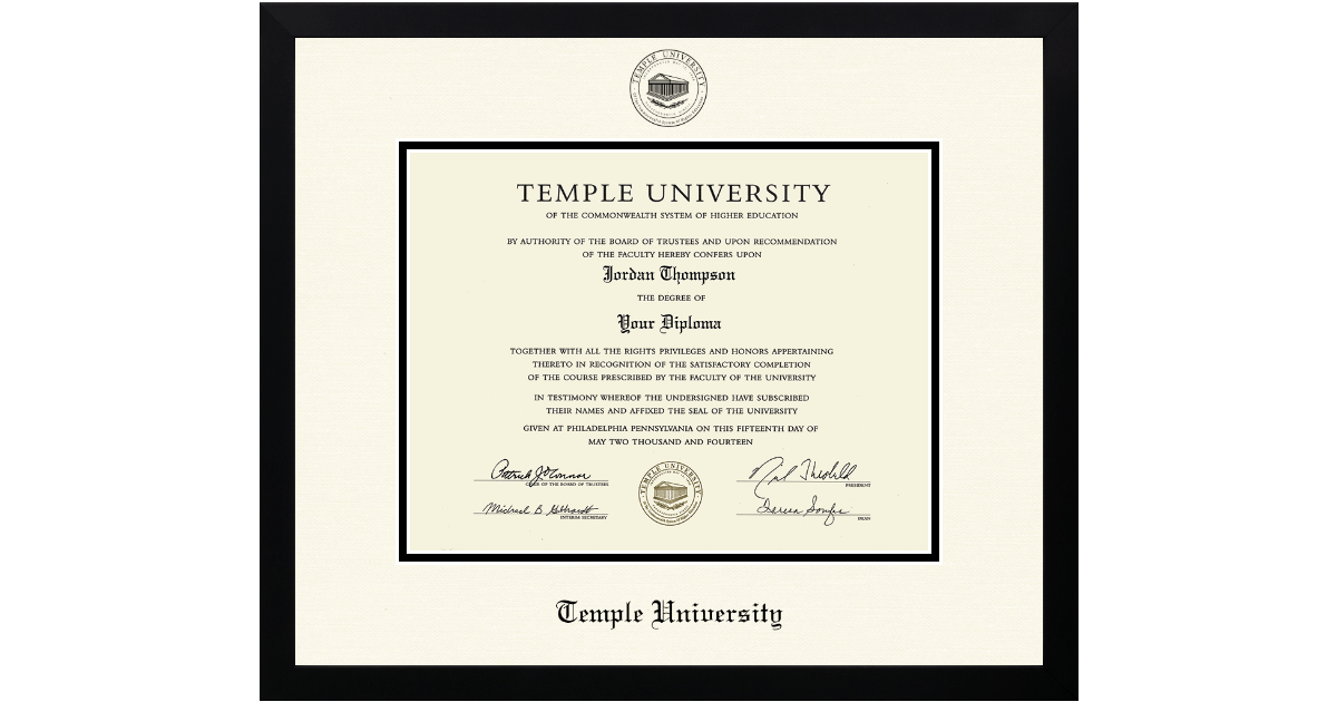 Temple University Diploma Frame | Church Hill Classics