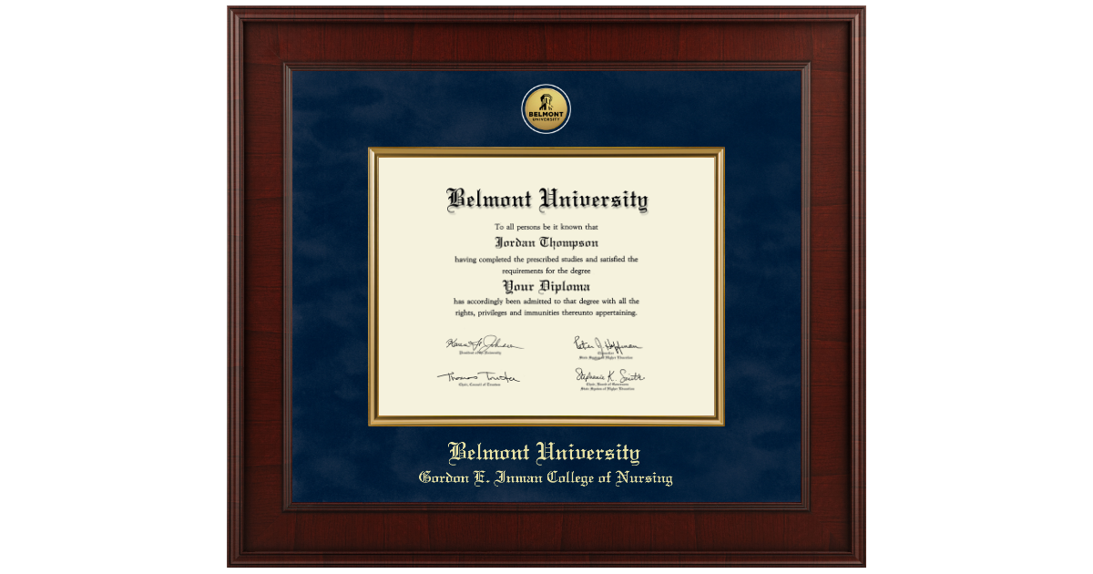 Belmont Gordon E. Inman College of Nursing Diploma Frames