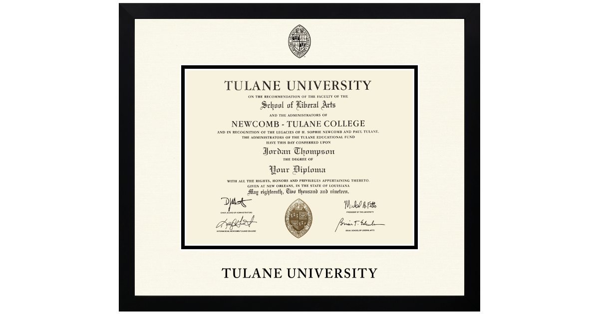 Tulane University Diploma Frame | Church Hill Classics