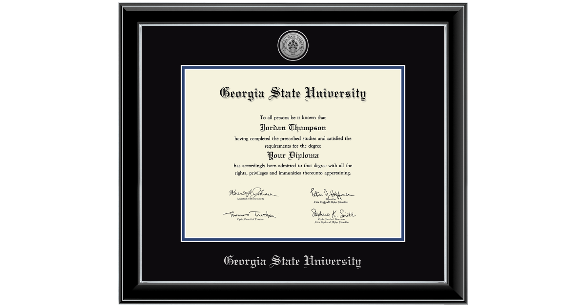 Silver Engraved Medallion Diploma Frame in Onyx Silver Georgia State ...