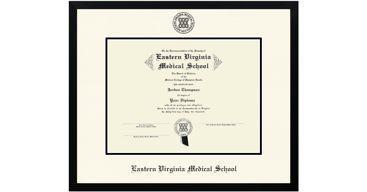 Eastern Virginia Medical School Diploma Frame | Church Hill Classics