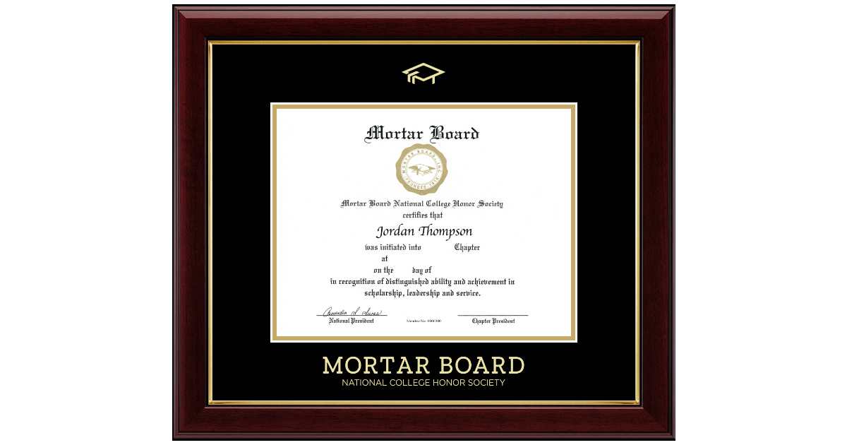 Gold Embossed Certificate Frame in Gallery Mortar Board National ...