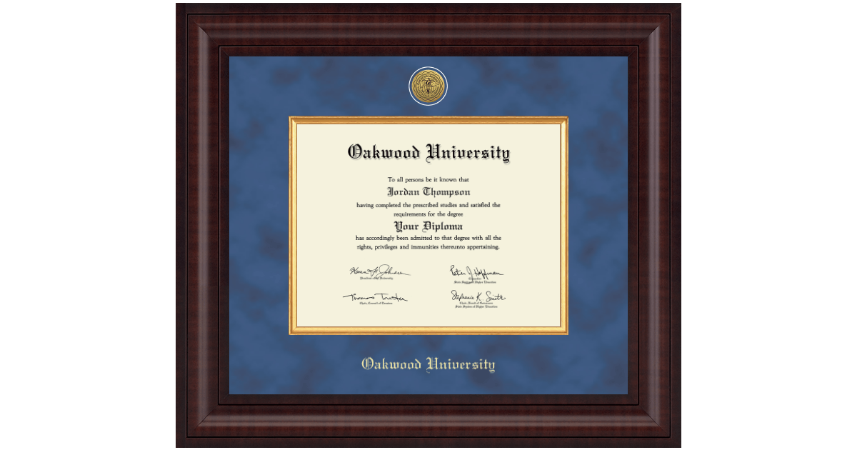 Presidential Gold Engraved Diploma Frame in Premier Oakwood University - Item #457269