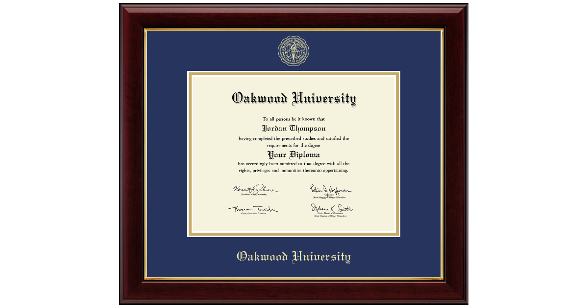 Gold Embossed Diploma Frame in Gallery Oakwood University - Item #457271