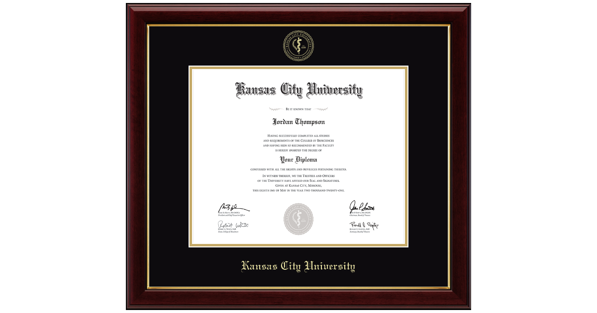 Gold Embossed Diploma Frame in Gallery Kansas City University - Item ...