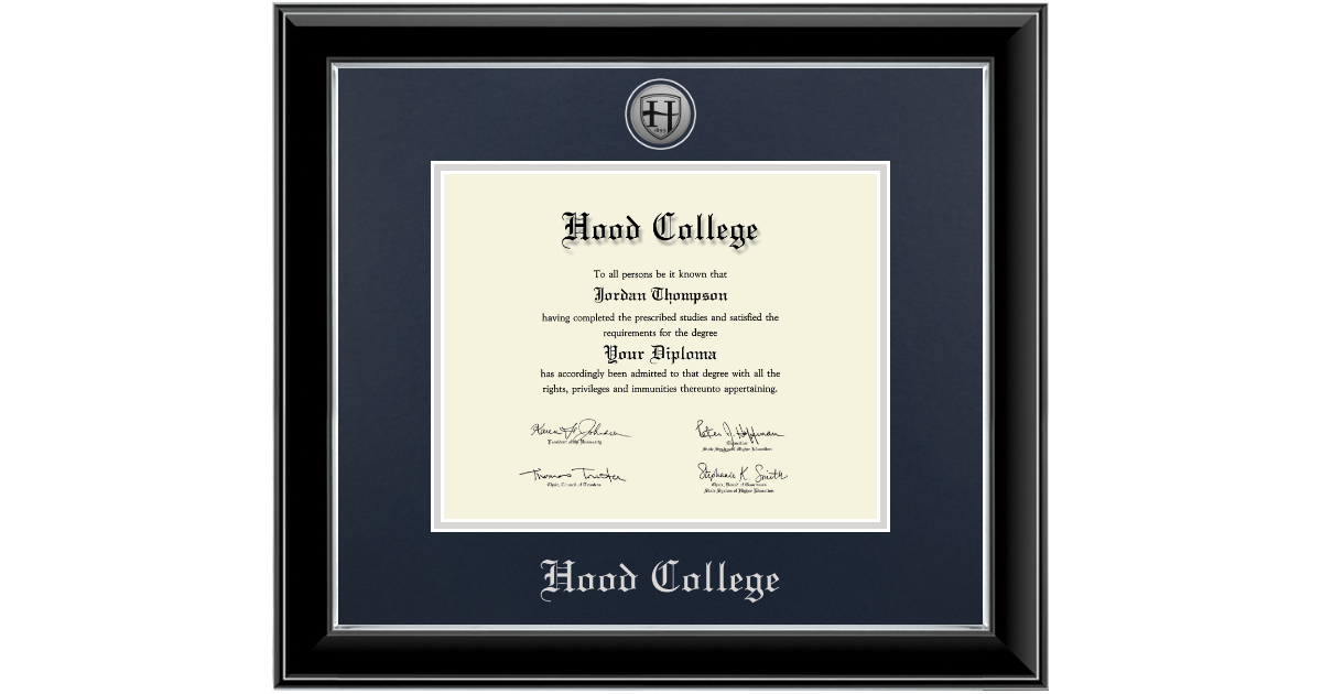 Silver Engraved Medallion Diploma Frame in Onyx Silver Hood College ...