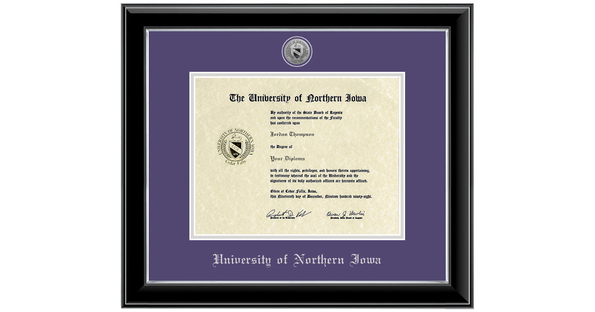 Silver Engraved Medallion Diploma Frame in Onyx Silver University of ...