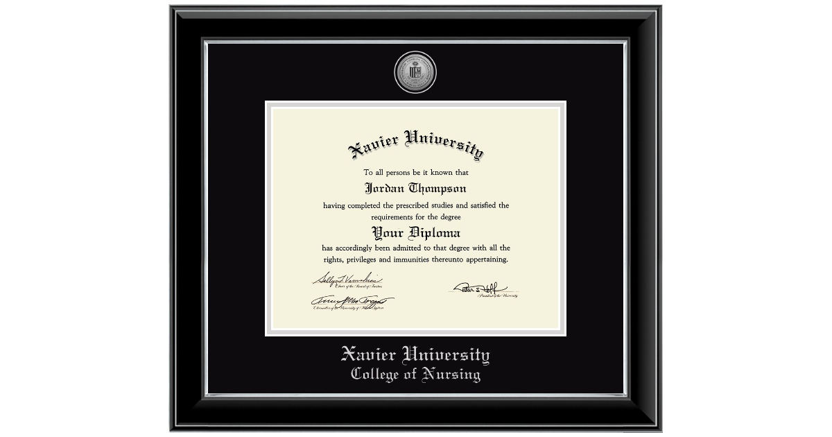 Silver Engraved Medallion Diploma Frame in Onyx Silver Xavier ...