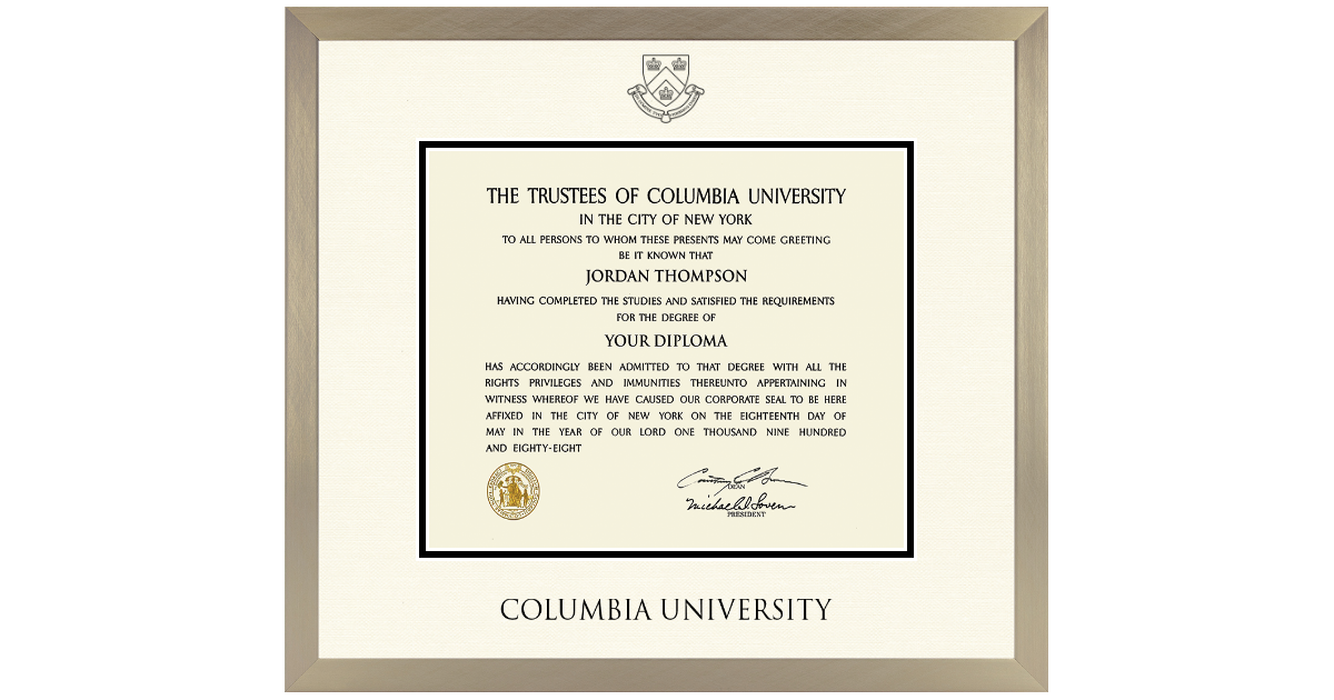 Columbia University Diploma & Degree Frames | Church Hill Classics