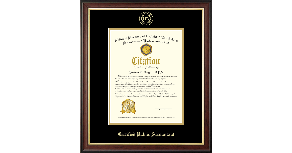 Certified Public Accountant Gold Embossed Certificate Frame in Studio ...