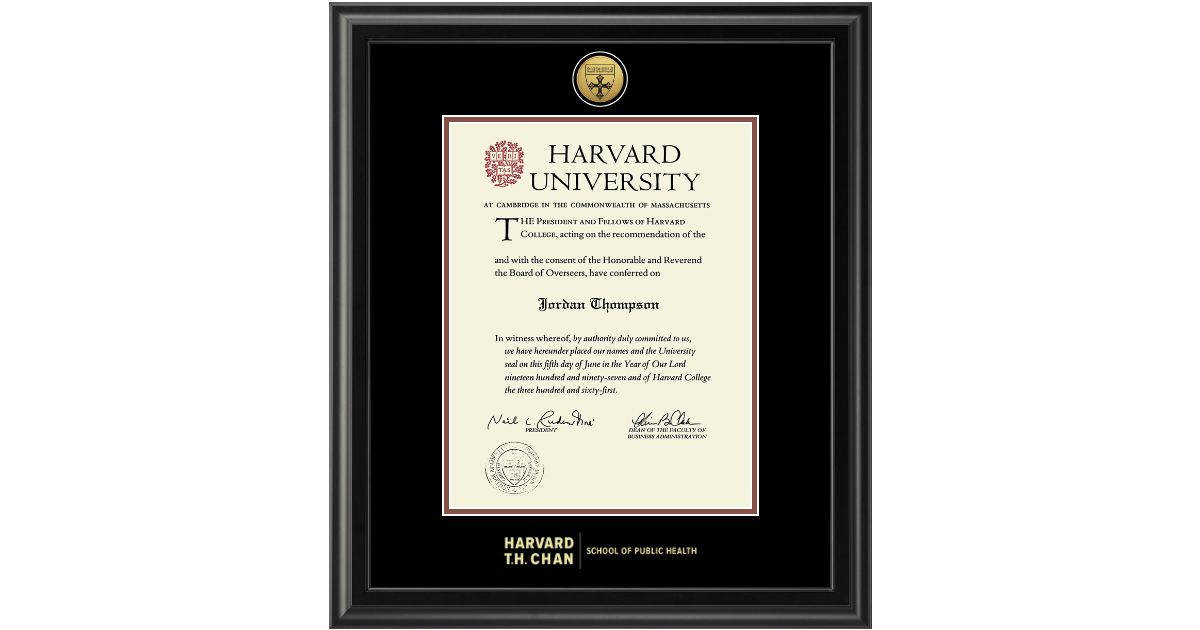 Gold Engraved Medallion Diploma Frame in Midnight Harvard University ...