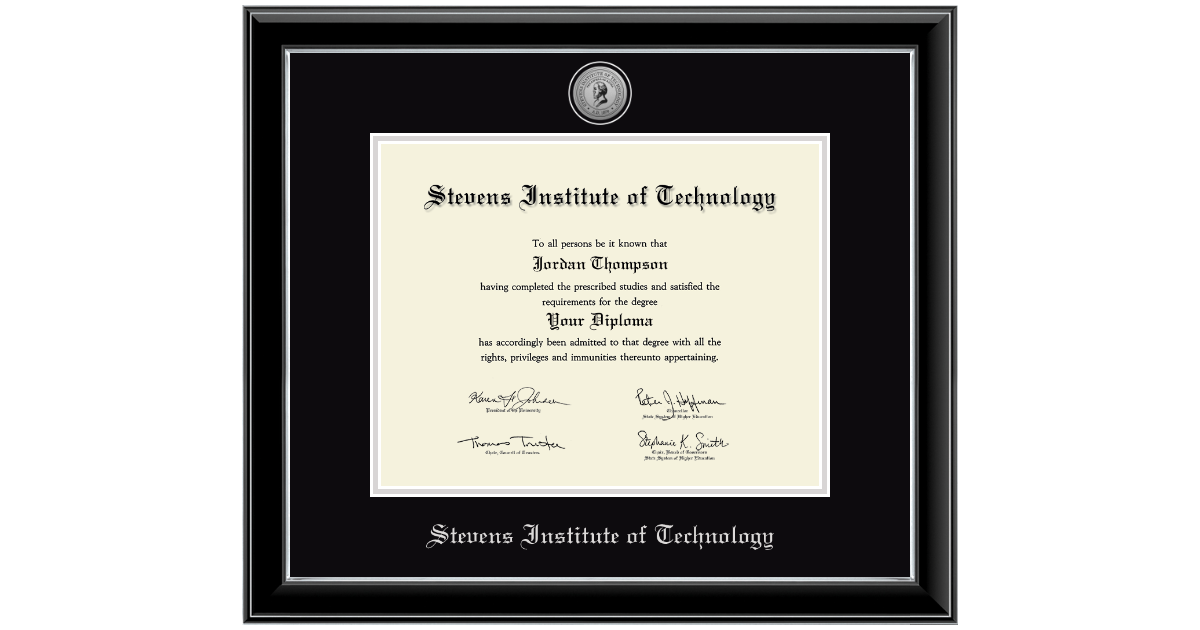 Silver Engraved Medallion Diploma Frame in Onyx Silver Stevens ...