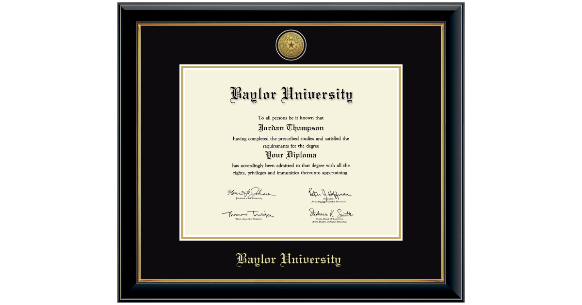 Gold Engraved Medallion Diploma Frame in Onyx Gold Baylor University ...